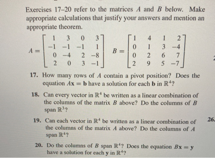 Solved Exercises 17–20 refer to the matrices A and B below. | Chegg.com