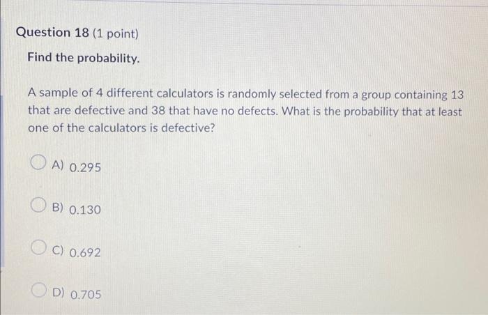 Solved A sample of 4 different calculators is randomly | Chegg.com