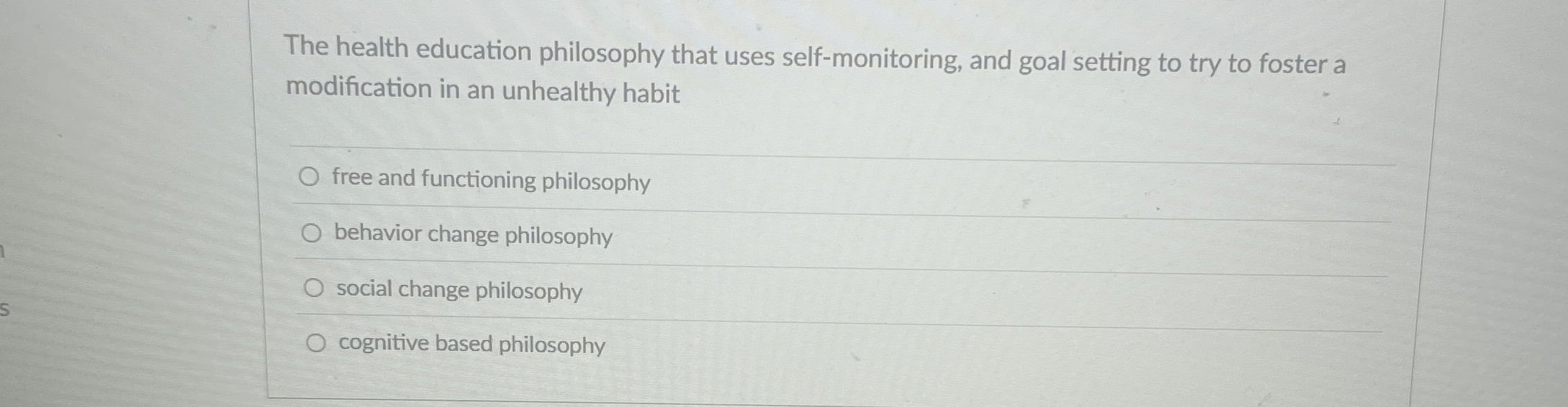 Solved The health education philosophy that uses | Chegg.com