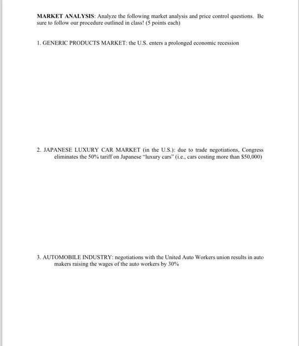 Solved MARKET ANALYSIS: Analyze the following market | Chegg.com