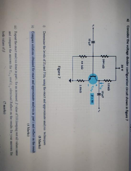 Solved a) Consider the voltage divider configuration circuit | Chegg.com