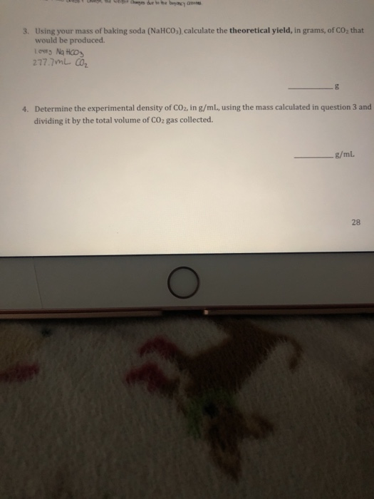 Solved 3. Using your mass of baking soda (NaHCO3), calculate | Chegg.com