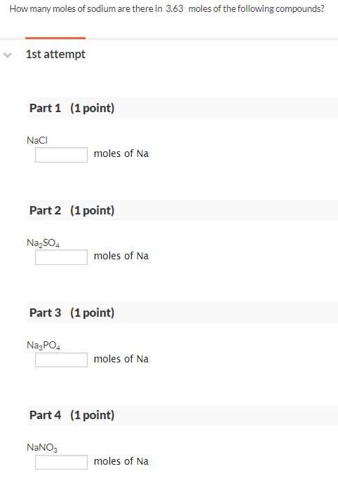Solved How many moles of sodium are there in 3.63 ﻿moles of | Chegg.com