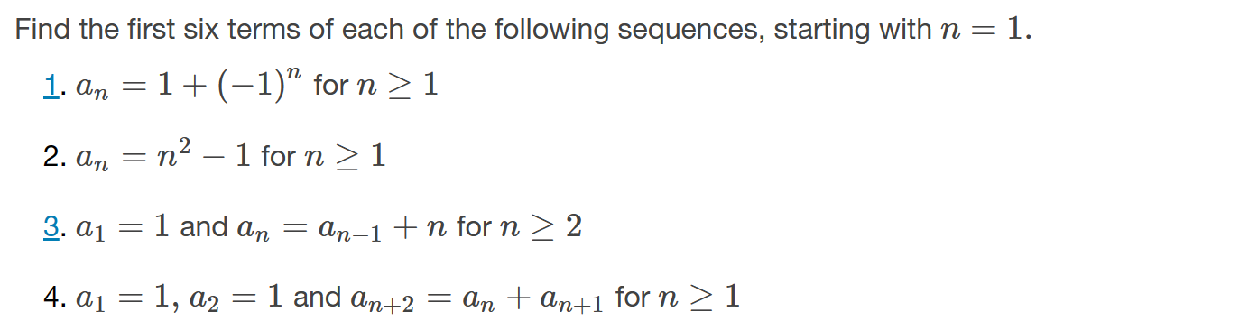 Solved Only Question 4 ﻿Find the first six terms of each of | Chegg.com