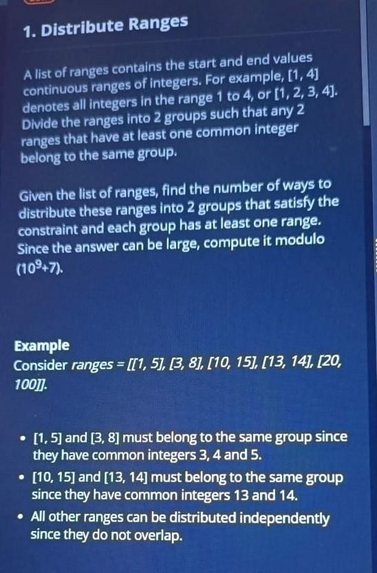 Solved 1 Distribute Ranges A List Of Ranges Contains The 