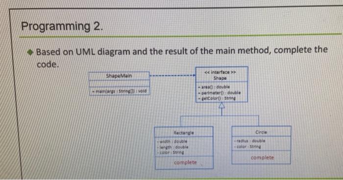 Solved Programming 2. Based on UML diagram and the result of | Chegg.com