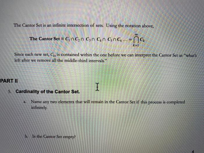 Solved The Cantor Set is an infinite intersection of sets. | Chegg.com