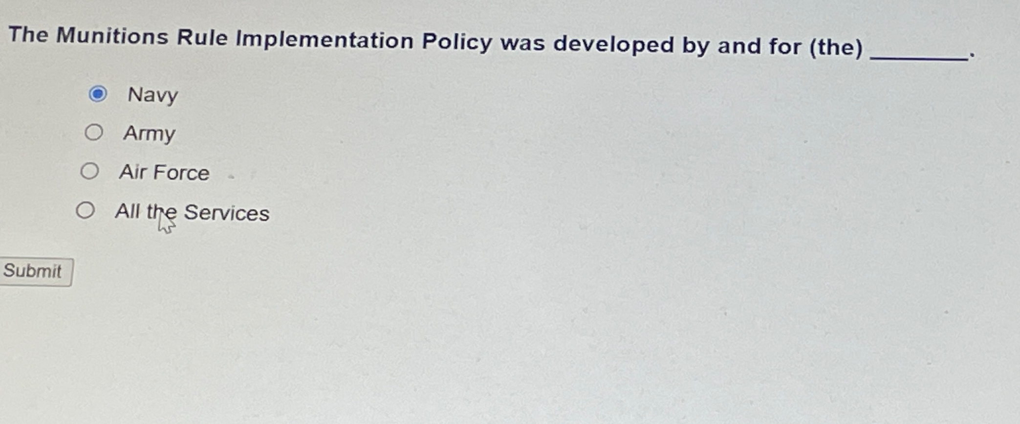 Solved The Munitions Rule Implementation Policy was | Chegg.com