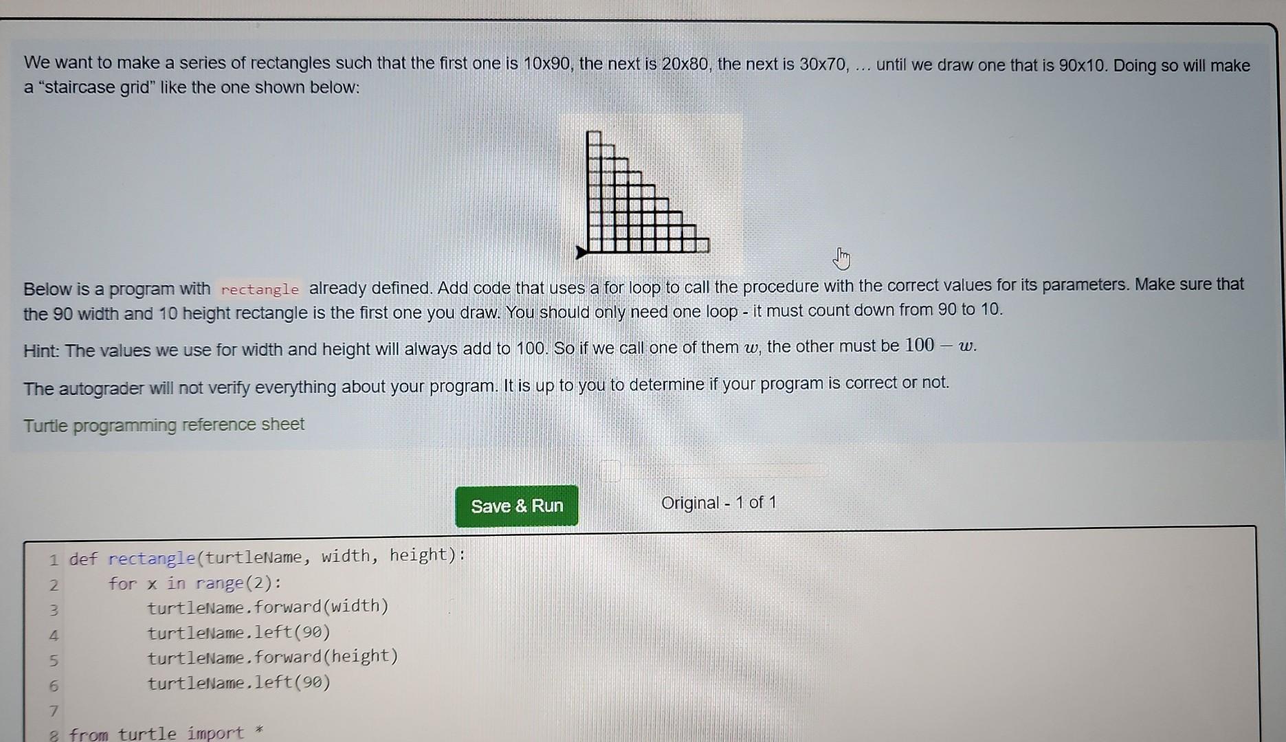 Solved We want to make a series of rectangles such that the | Chegg.com