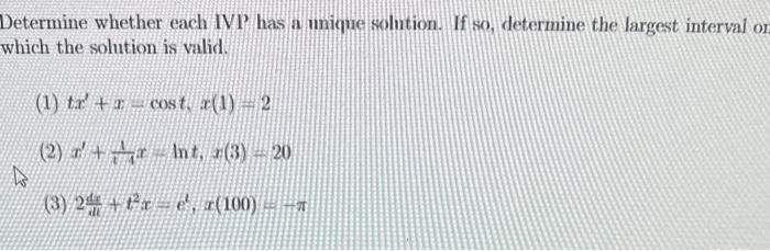 Solved Determine whether each IVP has a unique solution. If | Chegg.com