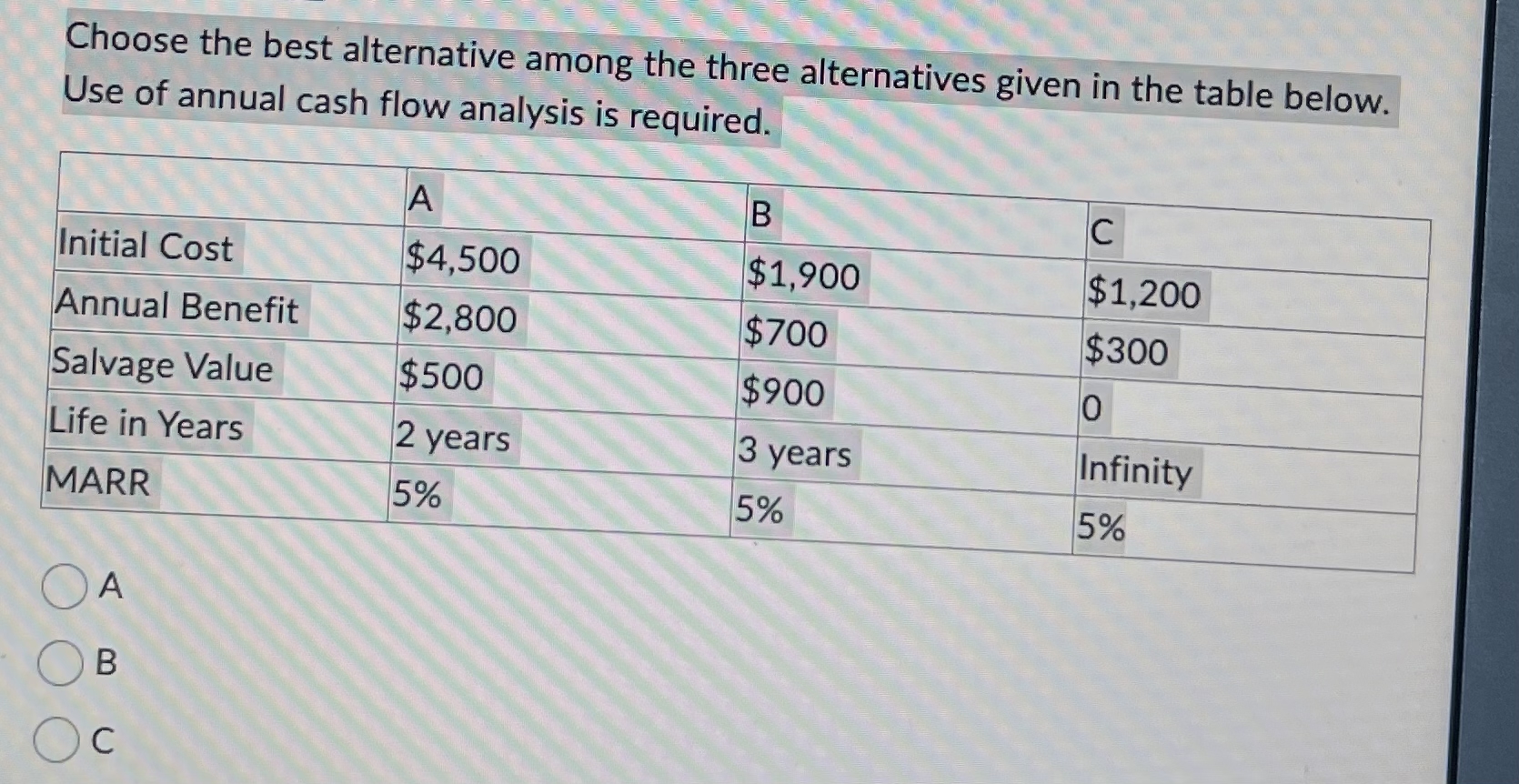 Solved Choose the best alternative among the three | Chegg.com
