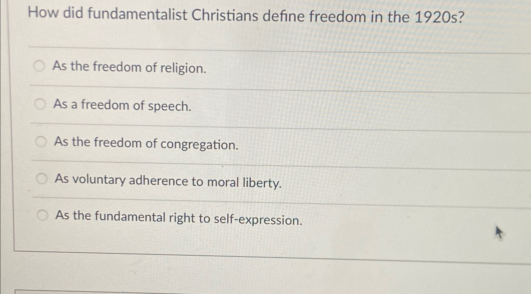 Solved How did fundamentalist Christians define freedom in | Chegg.com