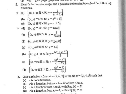 Solved Identify the domsin, range, and a possible codomain | Chegg.com