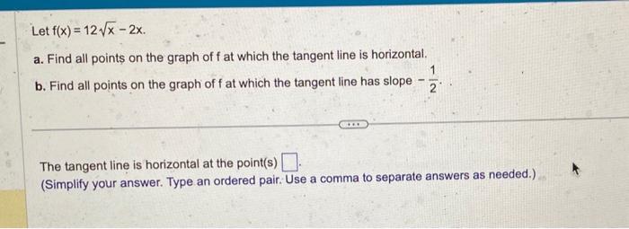 Solved Let f(x)=12x−2x. a. Find all points on the graph of f | Chegg.com