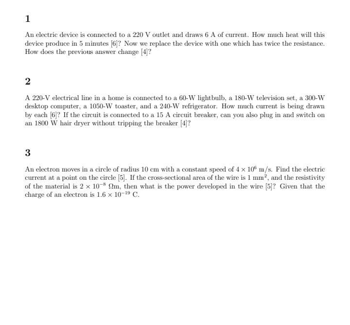Solved An electric device is connected to a \\( 220 | Chegg.com