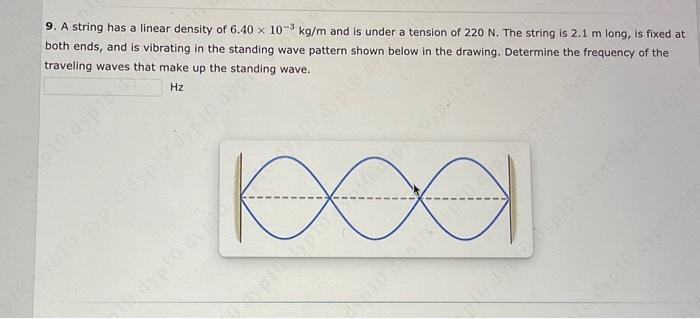 Solved 9. A string has a linear density of 6.40×10−3 kg/m | Chegg.com