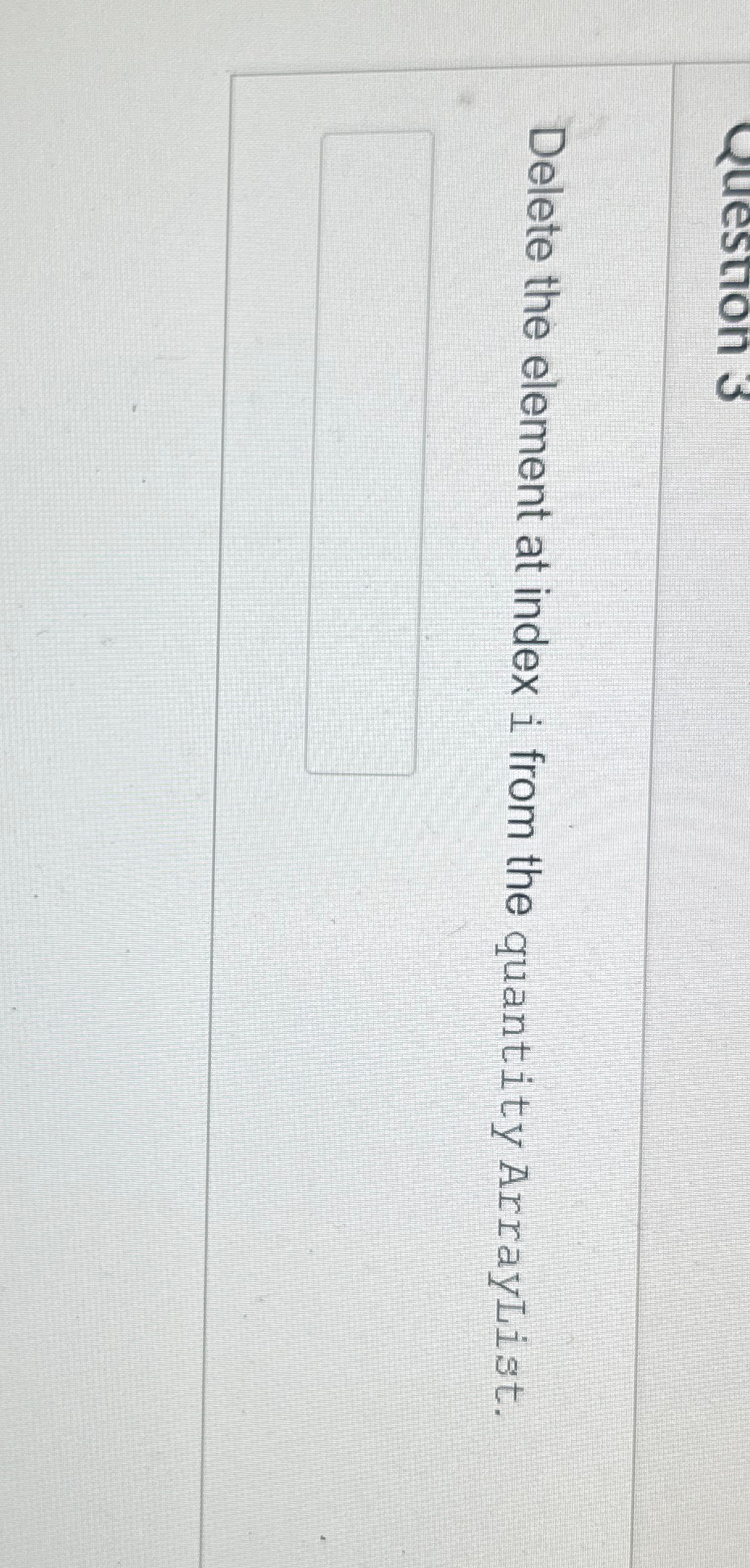Solved Delete the element at index i from the quantity | Chegg.com