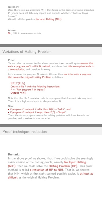 3. Halting Problem Show that there is no algorithm H | Chegg.com