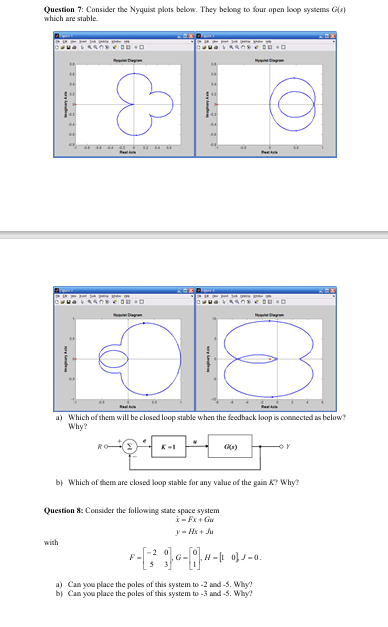 Solved Question 7: Consider the Nyquist plots below. They | Chegg.com