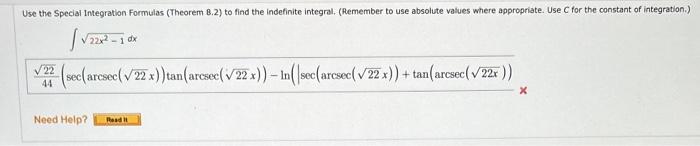 Solved Use the Special Integration. Formulas (Theorem B.2) | Chegg.com