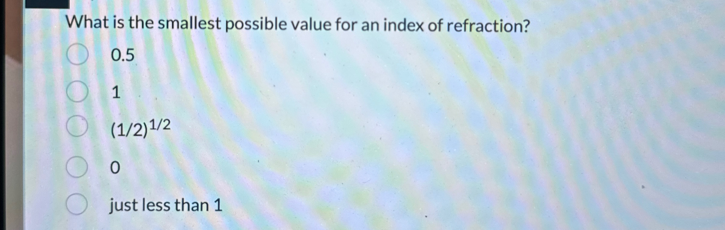 Solved What is the smallest possible value for an index of | Chegg.com