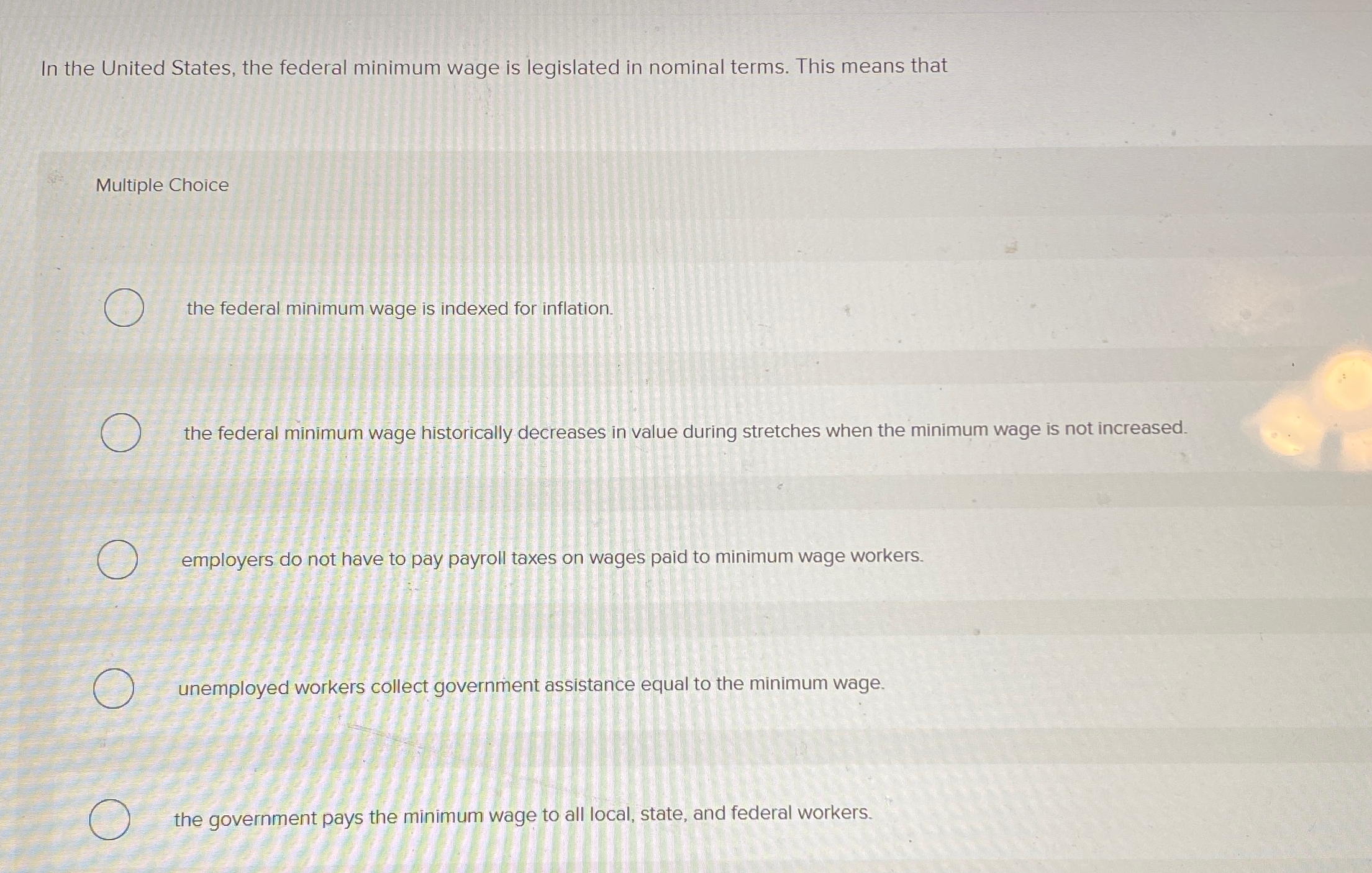 Solved In the United States, the federal minimum wage is | Chegg.com