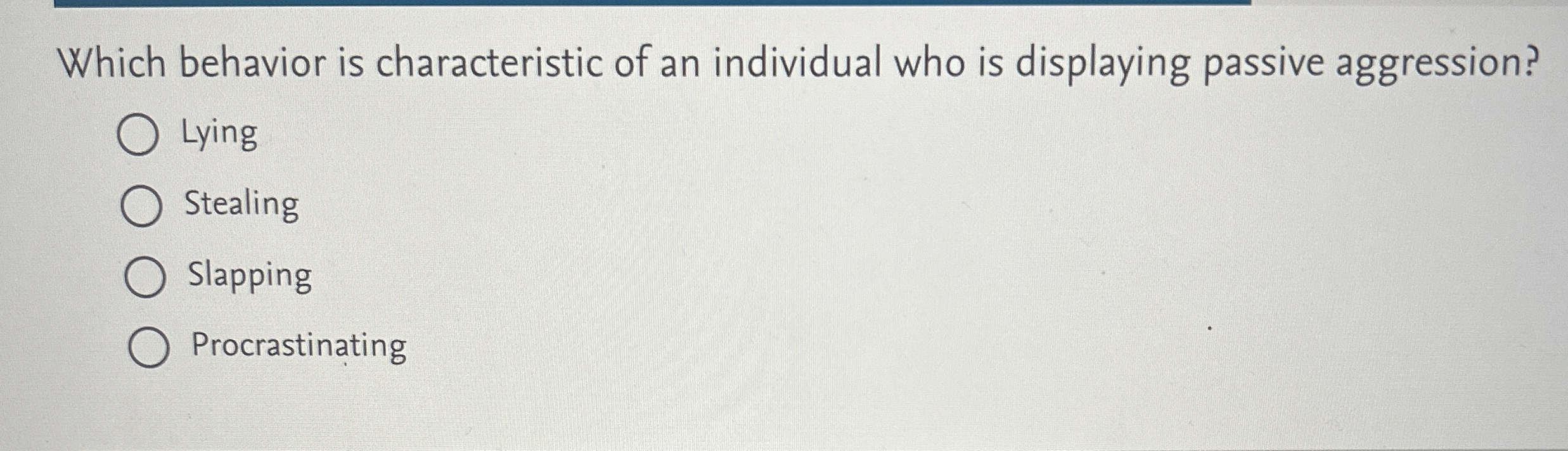 Solved Which behavior is characteristic of an individual who | Chegg.com