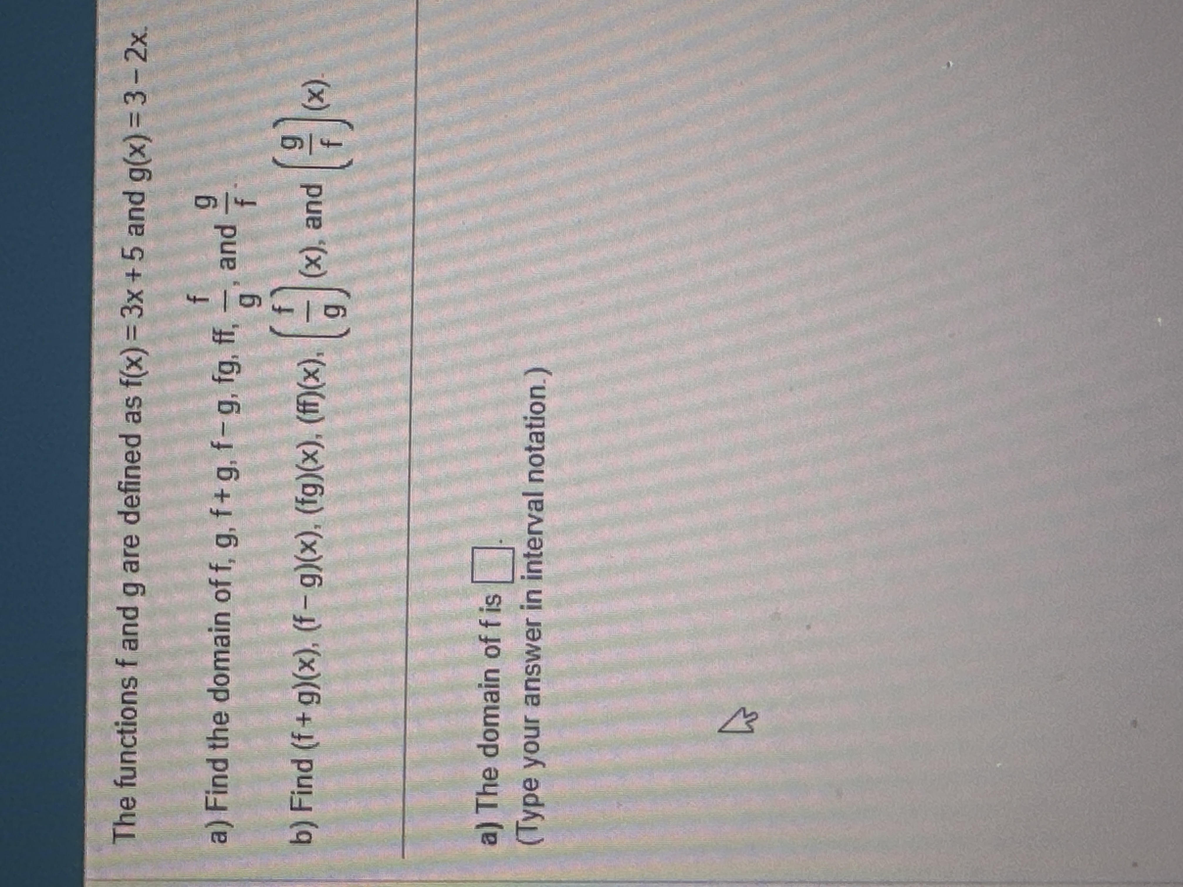 Solved The Functions F and G are Defined As F X 3x 5 and