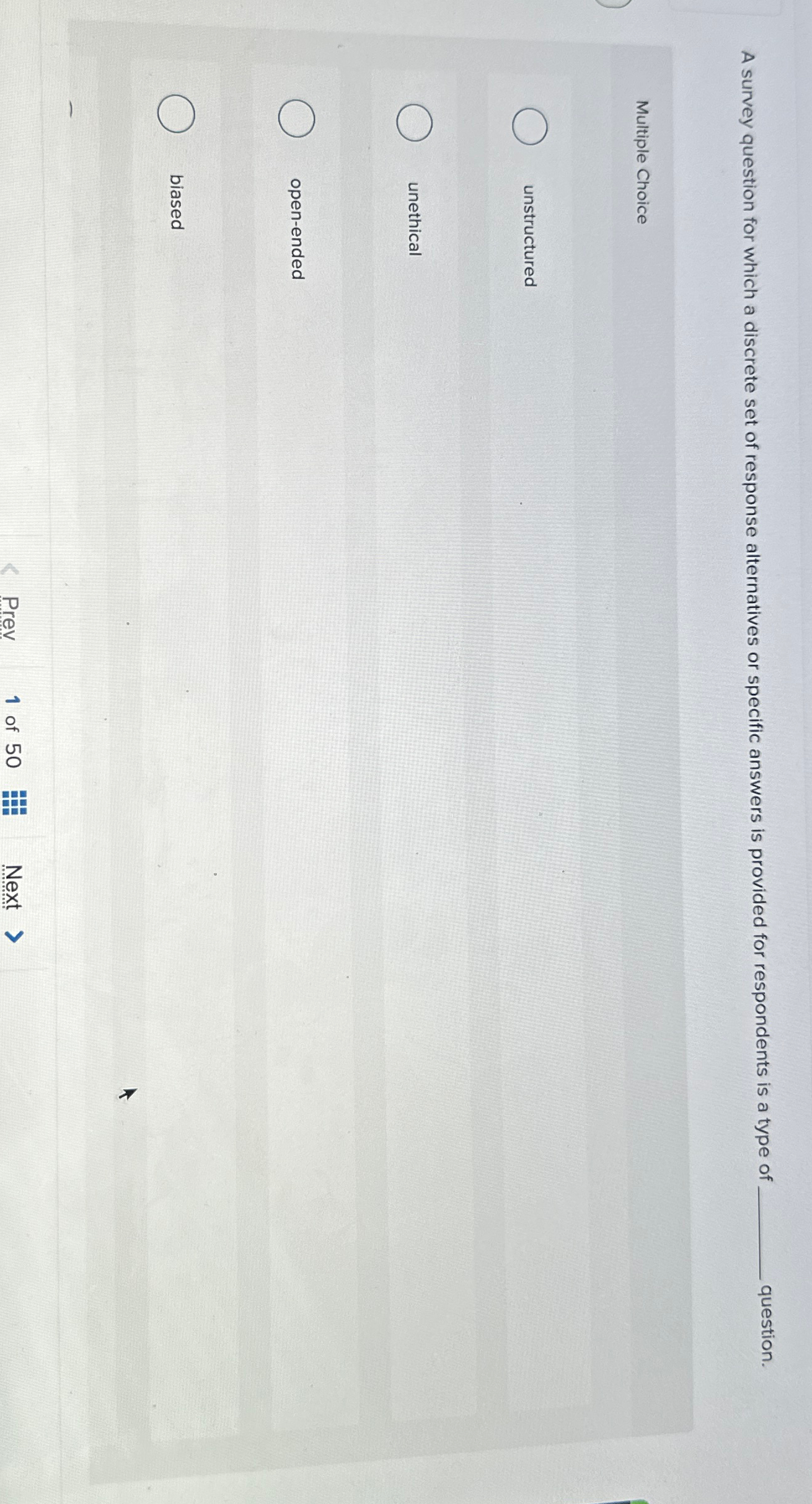 Solved A survey question for which a discrete set of | Chegg.com