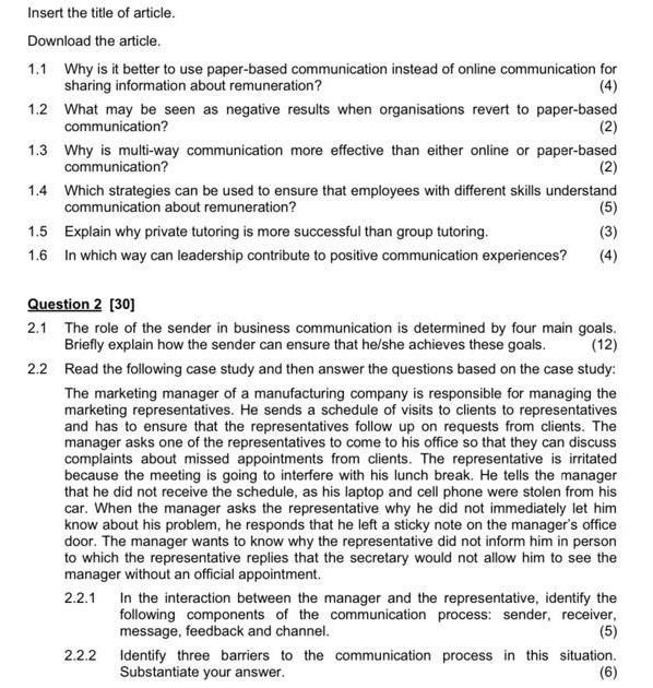 Insert the title of article. Download the article. | Chegg.com