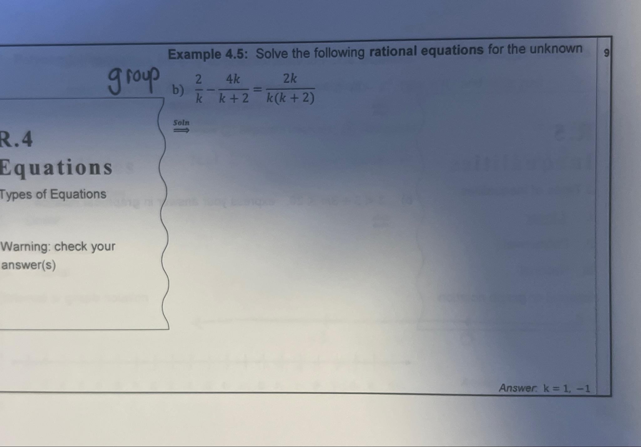 Solved Example 4.5: Solve the following rational equations | Chegg.com