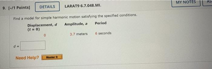 Solved 8. 1-/1 Points) DETAILS LARAT9 6.7.042.MI. MY NOTES | Chegg.com Solved 8. 1-/1 Points) DETAILS LARAT9 6.7.042.MI. MY NOTES | Chegg.com