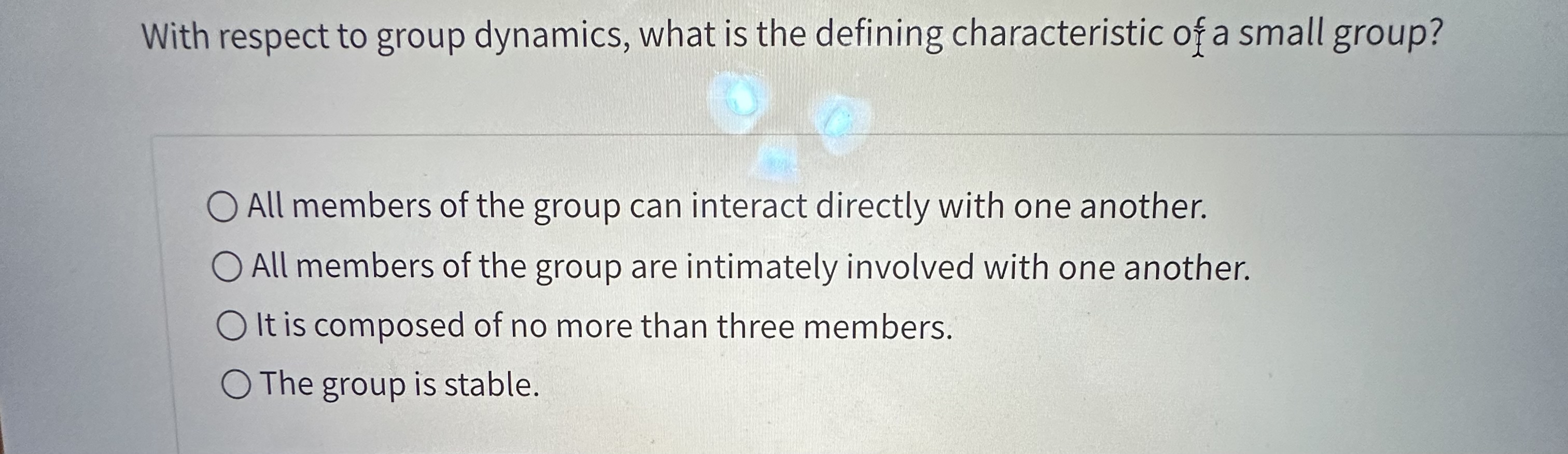 Solved With respect to group dynamics, what is the defining | Chegg.com