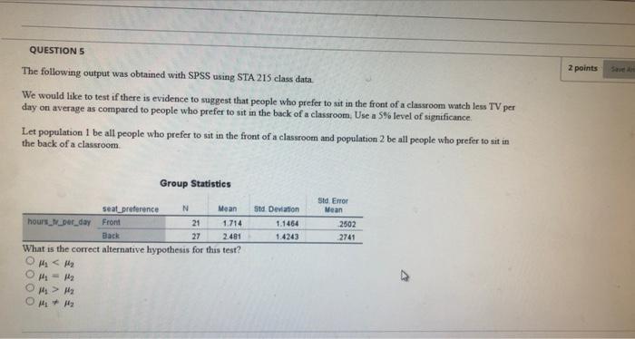 Solved QUESTIONS Z points The following output was obtained | Chegg.com