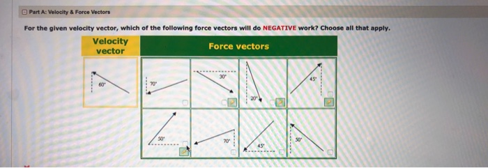 Solved Part A: Velocity & Force Vectors For the given | Chegg.com
