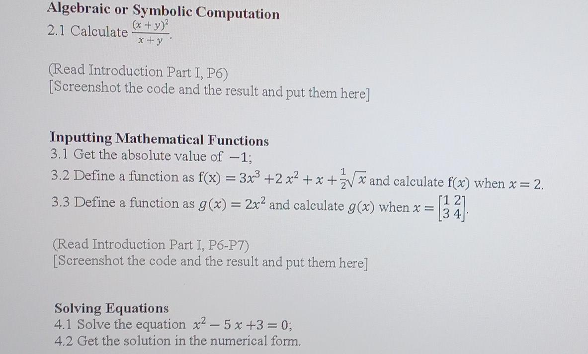 Solved Algebraic or Symbolic Computation (x + y)2 2.1 | Chegg.com