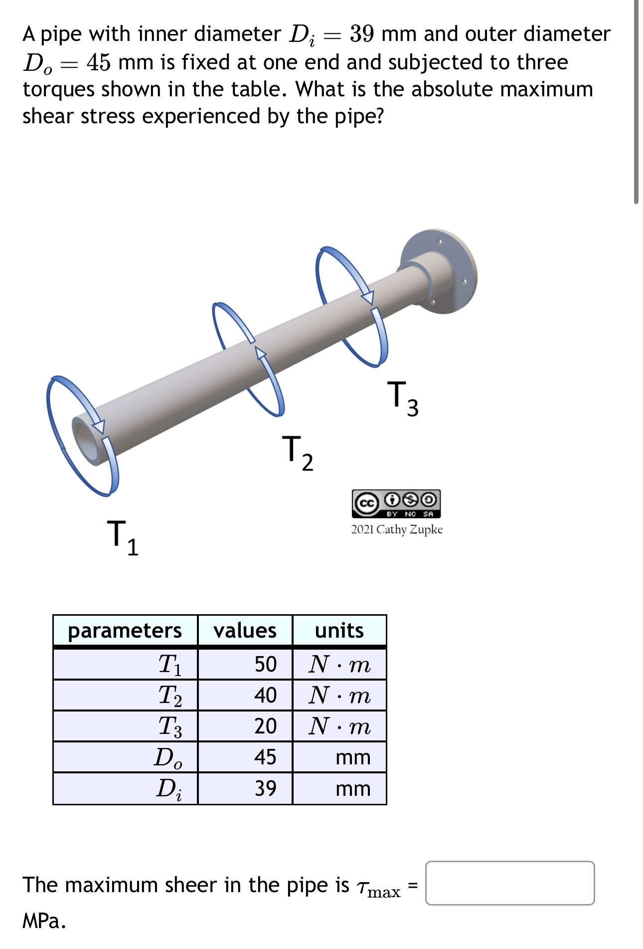 Solved A pipe with inner diameter Di=39mm ﻿and outer | Chegg.com