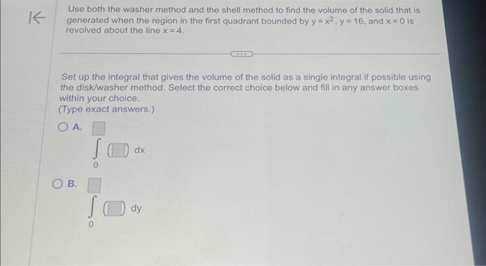 Use both the washer method and the shell method to | Chegg.com