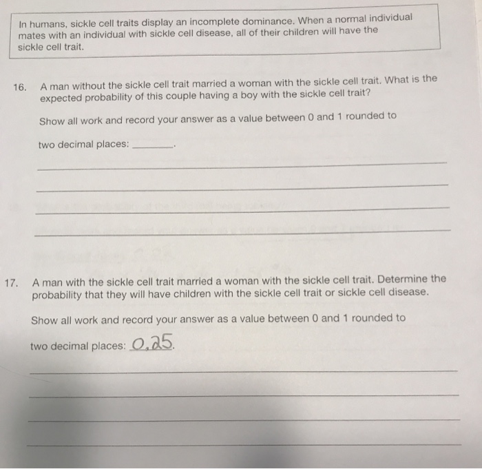 Solved In humans, sickle cell traits display an incomplete | Chegg.com