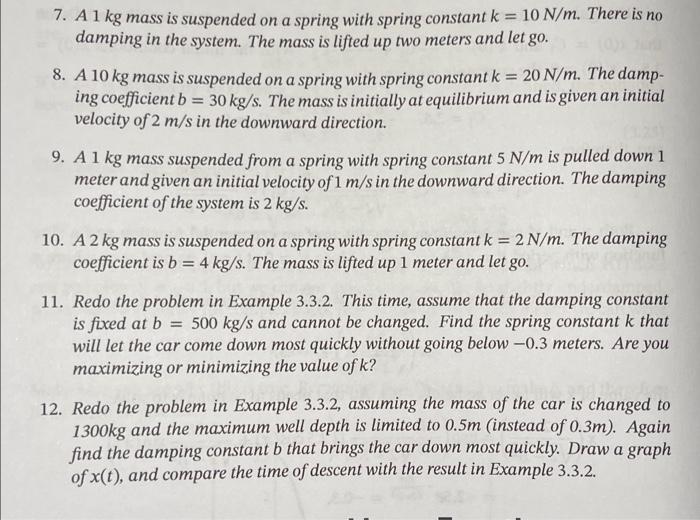 Exercises 3.3. For each of the spring-mass equations | Chegg.com