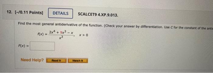 Solved 13. [−10.11 Points] SCALCET9 4.9.077 ML.Find the most | Chegg.com