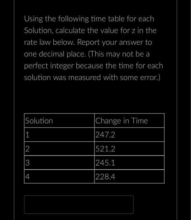 Using the following time table for each Solution, | Chegg.com