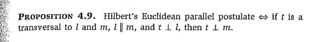Solved PROPOSITION 4.9. Hilbert's Euclidean parallel | Chegg.com