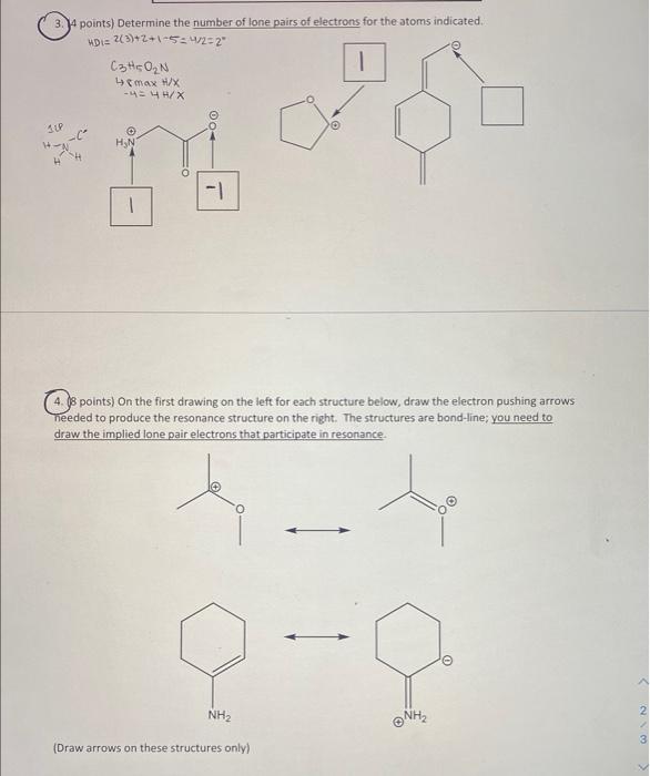 Solved (3.) 4 points) Determine the number of lone pairs of | Chegg.com
