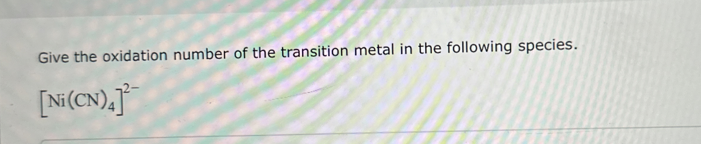 Solved Give the oxidation number of the transition metal in | Chegg.com