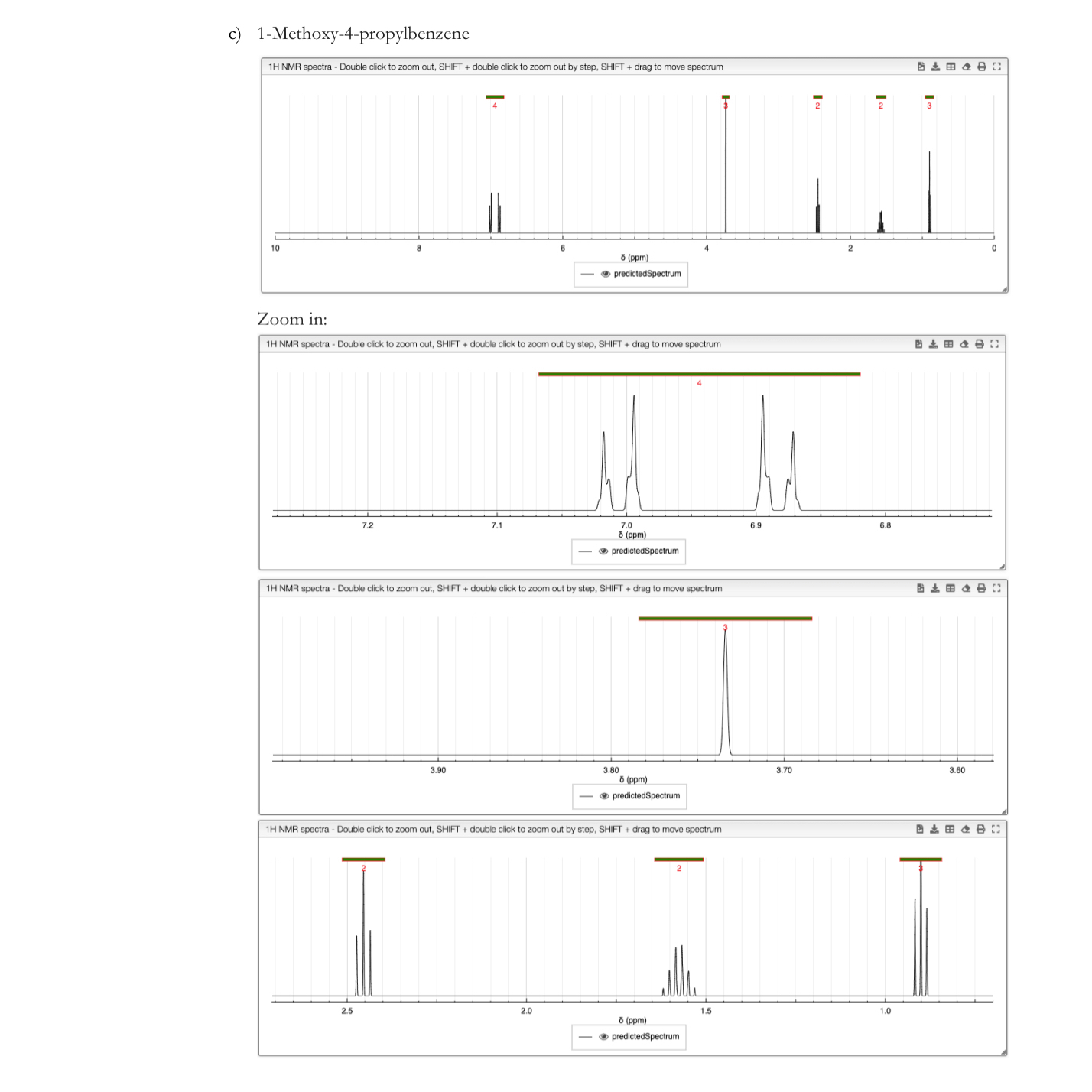 Solved c) 1-Methoxy-4-propylbenzeneZoom in:1 ﻿H NMR spectra | Chegg.com