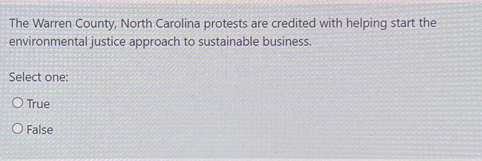Solved The Warren County, North Carolina protests are | Chegg.com
