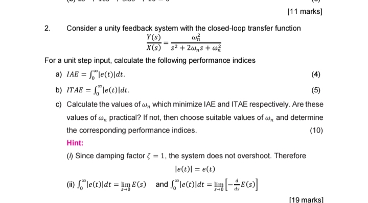 Solved [11 ﻿marks]2. ﻿Consider a unity feedback system with | Chegg.com