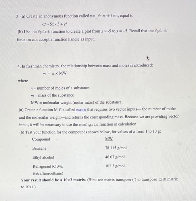 Solved 3. (a) Create an anonymous function called | Chegg.com