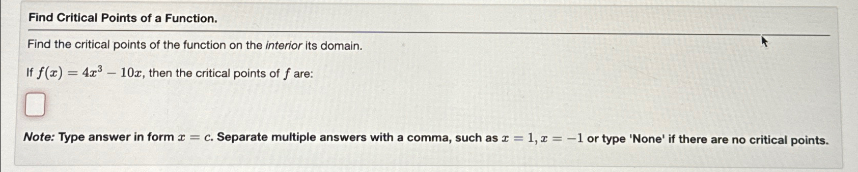 Solved Find Critical Points of a Function.Find the critical | Chegg.com